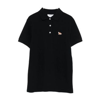 Maison Kitsun&eacute; Schwarzes Poloshirt mit Fuchsdetail - - Tops - Damen - Schwarzk - XS