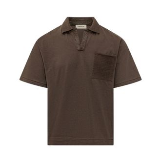 ATOMOFACTORY Atomofactory, Homme, Tops, Brun, Taille: M Polo MC Jersey Crochet