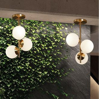 Millumine Millumine - Plafonnier Rondo Laiton Mat 3 Globes Verre