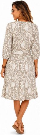 Sublevel Sommerkleid Sommerkleid mit Print und G&uuml;rtel Freizeitkleid 3/4 Arm Kleid Volant