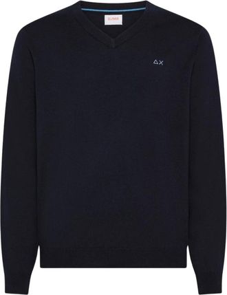 Sun 68 Homme, Pulls, Bleu, Taille: XL Pull col en V bleu Style hivernal essentiel