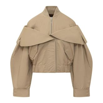 Ganni Femme, Vestes, Beige, Taille: 36 FR Double Cotton Bomber