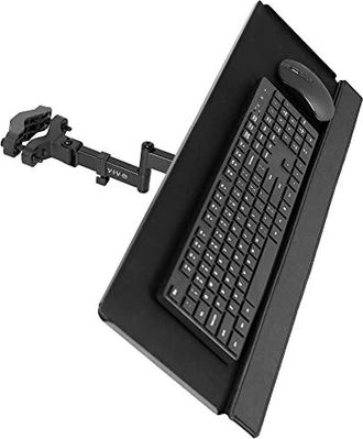 Vivo Universal, Tastatur- und Mausablage mit Stangenmontage, 66 cm, 360-Grad-Drehung, neutrale Schreibposition, schwarz, Mount-POLEKB