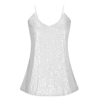 Generic Costume de f&ecirc;te 2026 - Caraco &eacute;tincelant pour les trajets quotidiens - D&eacute;bardeur confortable et ample sans manches avec ornements &agrave; paillettes - V&ecirc;tem