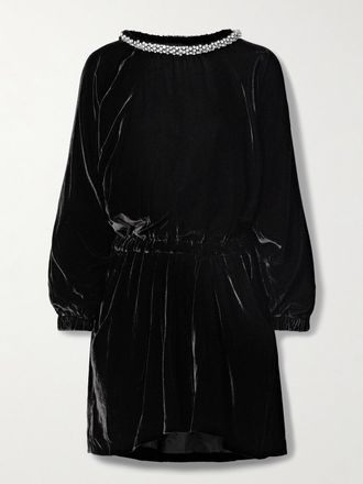 Isabel Marant Beniga Minikleid Aus Samt Mit Kristallen - Schwarz