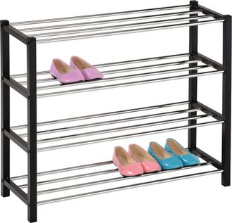 IDIMEX Schuhregal Dublin mit 4 Ablagen in schwarz. Robustes Metallregal für Flur Schuhaufbewahrung. Schuh-Organizer Schuhablage dielen- & flurmöbel