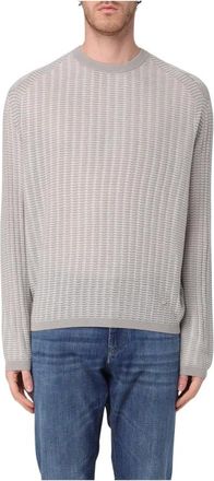 Emporio Armani Homme, Pulls, Beige, Taille: S Pull à Manches Longues en Maille Côtelée