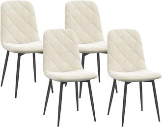 HOMCOM Lot de 4 chaises de Salle &agrave; Manger, chaises de Cuisine rembourr&eacute;es avec Dossier Haut, Pieds en Acier et Tissu Effet Velours, pour Salon, Chambre, Cuis