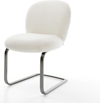 DELIFE Freischwinger Nube-Flex Boucl&eacute; Soft Beige Freischwinger flach Graphit Taschenfederkern, Esszimmerst&uuml;hle