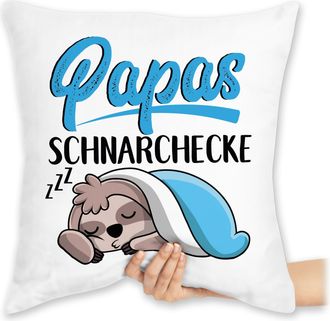 Shirtracer Kissen 40x40 Zierkissen - Geschenk zum Vatertag - Papas Schnarchecke - Faultier Vatertagsgeschenk - 40 x 40 cm - Weiß - Papa schnarchkissen Herrentag 