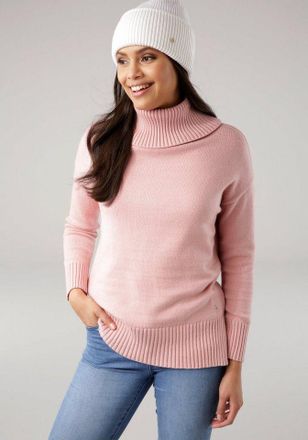 Tamaris Rollkragenpullover in l&auml;ssiger Form mit seitlichen Schlitzen