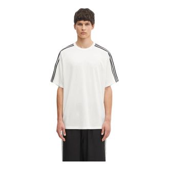 Yohji Yamamoto Tee Manches Courtes 3-Stripes - Homme - Tops - Blanc - Taille: 2XL