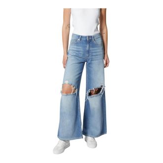 John Richmond Hellblaue Jeans mit weitem Bein und Knierissen - - Jeans - Damen - Blau - W29