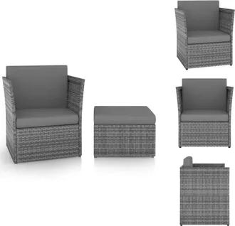 vidaXL Gartensessel mit Hocker Poly Rattan Anthrazit - Gartensessel - Rattan M&ouml;bel - Gartenstuhl - Outdoor Stuhl - Lounge Chair