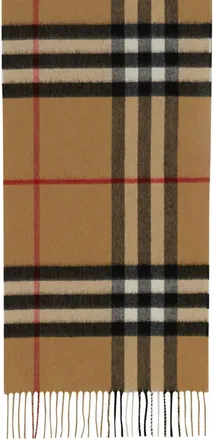 Burberry Womens Check Cashmere Scarf Beige Scarfs