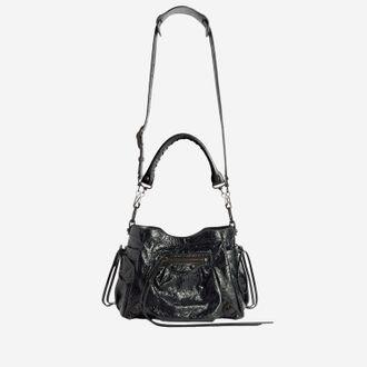 Balenciaga Womens Bucket Bag Le City Leather Black Domesticated Lamb Shoulder