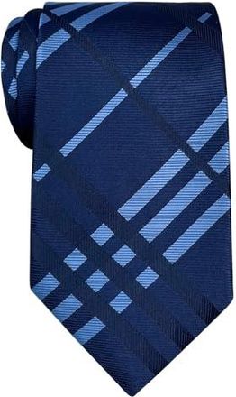 Retreez Cravate exquise micro-fibreuse tiss&eacute;e &agrave; damiers pour homme - Bleu marin