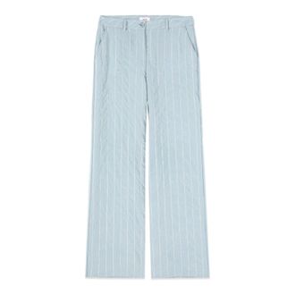 Oltre Palazzo-Hose mit Nadelstreifen und Crinkle-Effekt - - Trousers - Damen - Blau - S