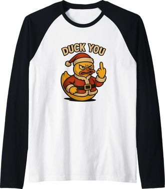 Generic Gummiente Mittelfinger Weihnachtsmann Fun Naughty Mean Raglan