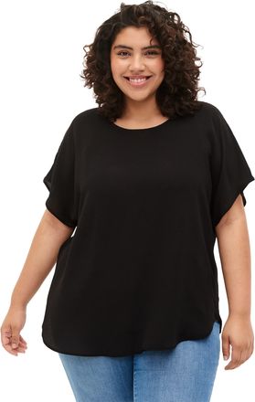 Zizzi Große Größen Damen Kurzarm Bluse mit Rundhals Gr Gr XXL Black - Plus Size Damen Kleidung
