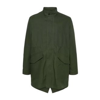 Maison Kitsuné Homme, Manteaux, Vert, Taille: M Parka en Twill de Coton Vert Militaire