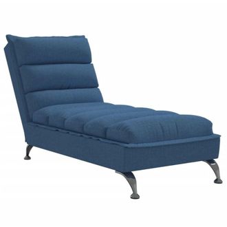 vidaXL Chaise longue avec coussins bleu tissu Vidaxl