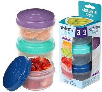 Sistema Snack Pots Mini Bites TO GO Frischhaltedosen | 130 ml | stapelbare Snack-Boxen mit Deckel | BPA-frei | 3 St&uuml;ck