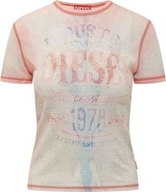 Diesel Femme, Tops, Rose, Taille: 42 FR Printed T-shirt