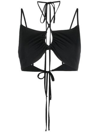 P.A.R.O.S.H. Cropped-Top mit Schleifenverschluss - Schwarz