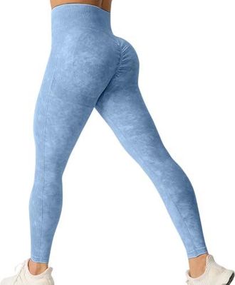 Generic Legging anti-cellulite pour femme - Lifting des fesses - Taille haute - Pantalon de sport moulant et l&eacute;ger - Legging de yoga pour femme, bleu ciel, M