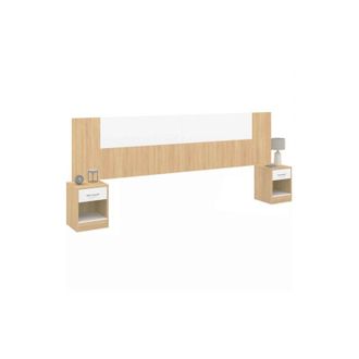 IDMarket Kopfteil auf Fu&szlig; mit modulierbaren Nachttischen sapa f&uuml;r Bett 140, 160 oder 180 cm Holz und Wei&szlig;