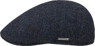 Stetson Texas Casquette à Chevrons - Plate pour Homme Avec Doublure en Coton - Visière Automne/Hiver - Bonnet Homme Noir Bleu 56/57 cm