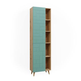 Vicco Badschrank Mintgrün Rudi 56x193x31 cm - Wäscheschrank, Viel Stauraum Oben und unten