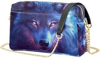 Mnsruu Sacs à bandoulière pour femme, motif loup E, sacs à main en cuir