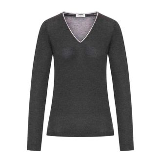 Brunello Cucinelli Pull Col en V Orn&eacute; - Femme - Pulls - Gris - Taille: 42 FR