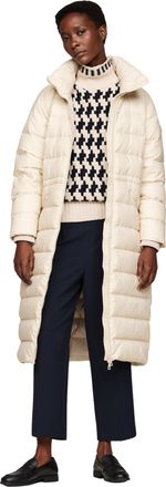 Tommy Hilfiger Damen Daunenmantel Funnel Maxi Coat Knielang, Beige (Classic Beige), XXS
