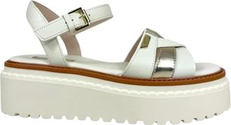 Liu Jo Femme, Chaussures, Blanc, Taille: 38 EU Sandales Plateformes en Cuir