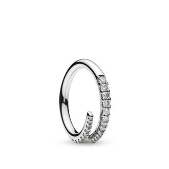 Pandora Femme, Accessoires, Gris, Taille: 52 MM Bague ouverte en argent avec zircone cubique transparente