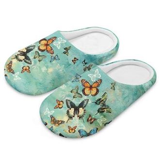 Coloranimal Pantoufles de spa pour femme - Pantoufles dint&eacute;rieur en vrac antid&eacute;rapantes &agrave; bout ferm&eacute;, Papillon vintage., 38.5/39.5 EU