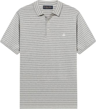 Brooks Brothers Homme, Tops, Gris, Taille: 2XL Polo Tricot Ray&eacute; Coton-Soie-Lin