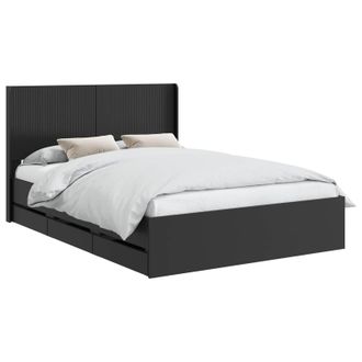 vidaXL Struttura Del Letto Con Stoccaggio E Testata Nero 140 X 190 Cm Vidaxl