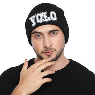 DonDon Mütze Herren Beanie Statement Wintermütze YOLO