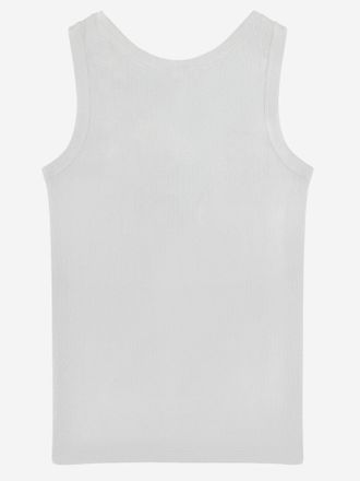 Versace Womens Stretch Cotton Tank Top With Logo White