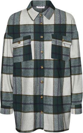 Noisy May Noisy may Damen Longshirt Bluse Oversized Langarm Shirt Shacket Übergangsjacke NMFLANNY, Farben:Grün,Größe Damen:XS