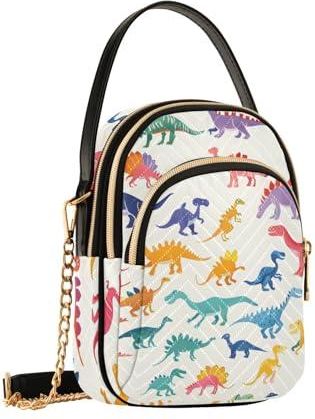 Mnsruu Sac &agrave; bandouli&egrave;re dinosaure pour femme, sac &agrave; main avec cha&icirc;ne amovible, sac &agrave; main pour t&eacute;l&eacute;phone, sac &agrave; main &agrave; bandouli&egrave;re, portefeuille, Dinosaures
