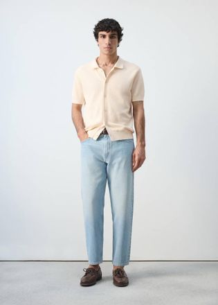 Mango Polo 100 % coton maille structure boutons blanc cass&eacute; - Homme - XXL - MANGO MAN