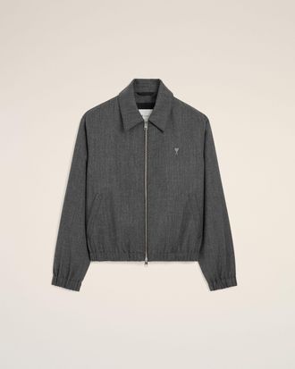 Ami Ami Paris - Blouson rembourr&eacute; gris en laine Ami de Coeur Gris Carbone - Taille : XXL - pour Homme