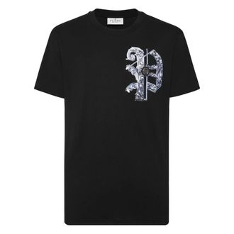 Philipp Plein Homme, Tops, Noir, Taille: 4XL T-shirt Col Rond T&ecirc;te de Mort