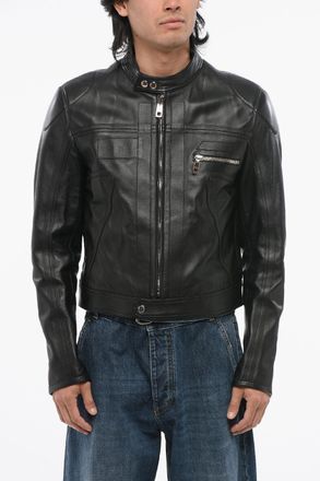 Dolce & Gabbana Leather Jacket with Zip Sleeves Dolce & Gabbana