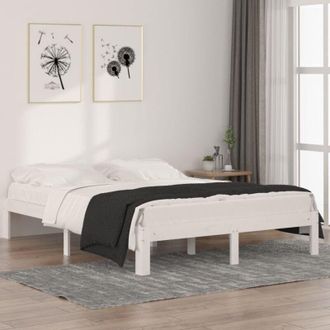 vidaXL Vidaxl - Lit avec une structure simple en bois de pin 140x190 cm diverses couleurs Couleur : Blanc